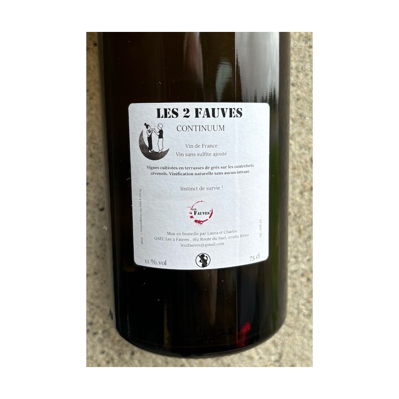 Les 2 Fauves Vin de France blanc Continuum 2023