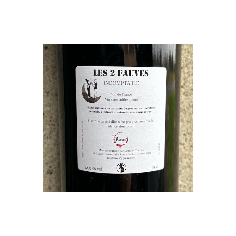 Les 2 Fauves Vin de France rouge Indomptable 2023