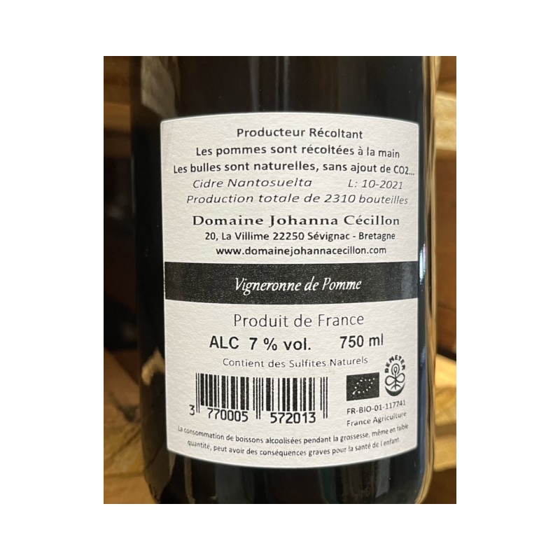 Domaine Johanna Cécillon Cidre demi-sec Nantosuelta 2021