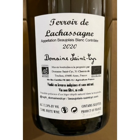Domaine Saint Cyr Beaujolais blanc Terroir de Lachassagne 2020