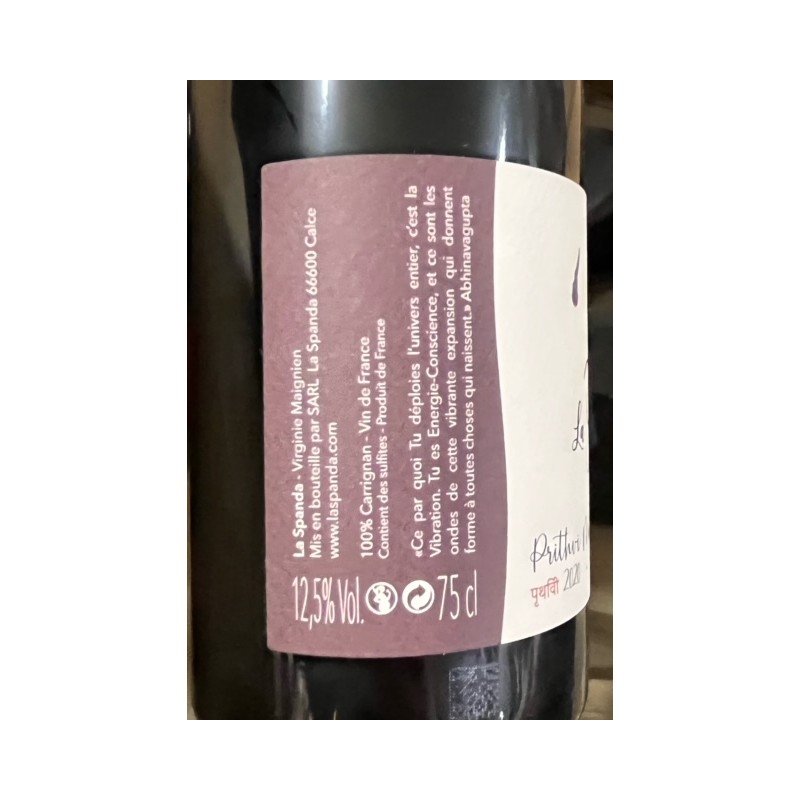 La Spanda Vin de France rouge Prithvi Mata 2020